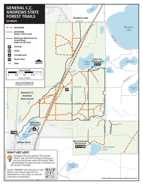 General Andrews State Forest OHV Trails, MNDNR Map by Minnesota ...