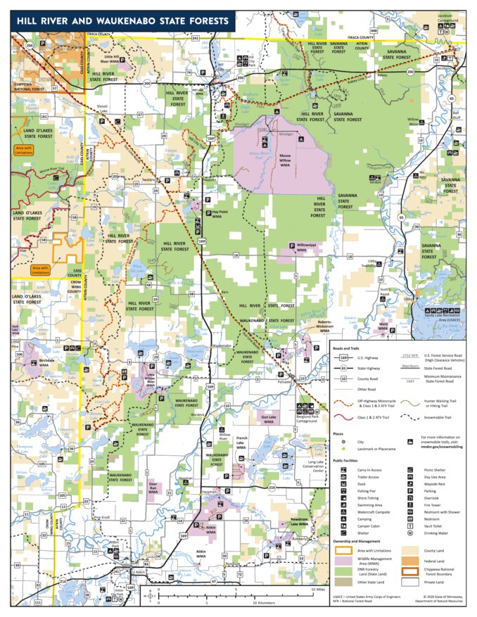 Hill River and Waukenabo State Forests Map by Minnesota Department of ...