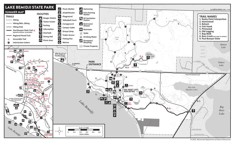 Lake Bemidji State Park - Summer Map by Minnesota Department of Natural ...
