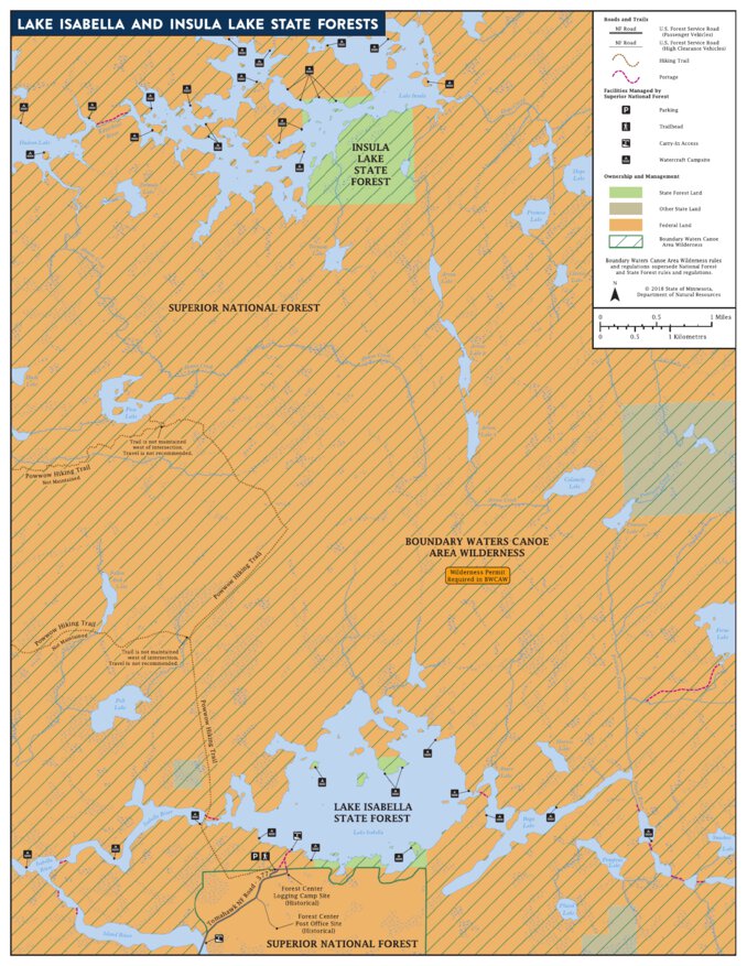 Lake Isabella and Insula Lake State Forests Map by Minnesota Department ...
