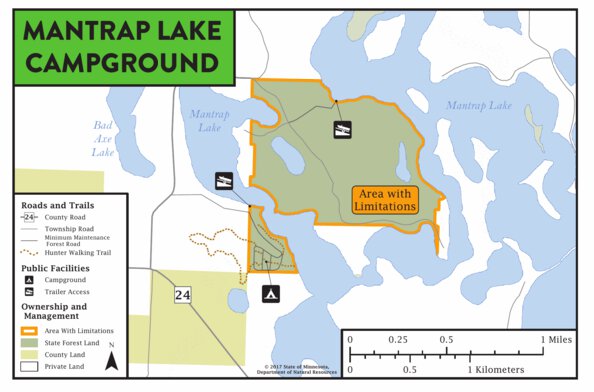 Mantrap Lake Campground & Day-Use Area, Paul Bunyan State Forest Map by ...