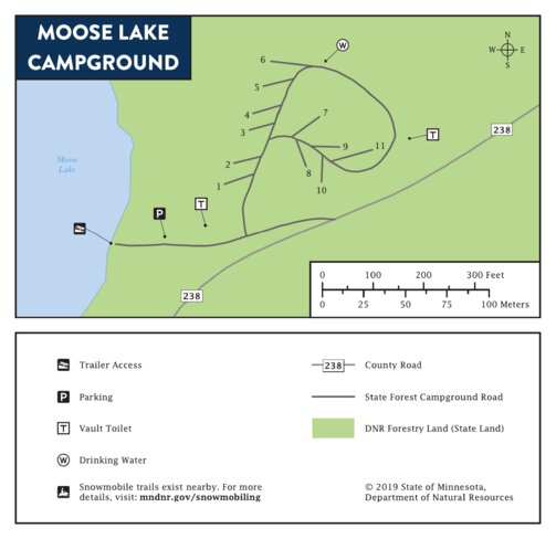 Moose Lake Campground, Bowstring State Forest Map by Minnesota ...