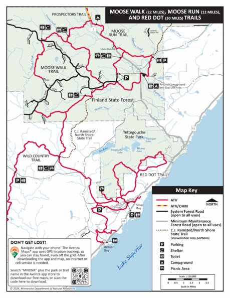 Moose Walk, Moose Run and Red Dot OHM Trails Map by Minnesota ...
