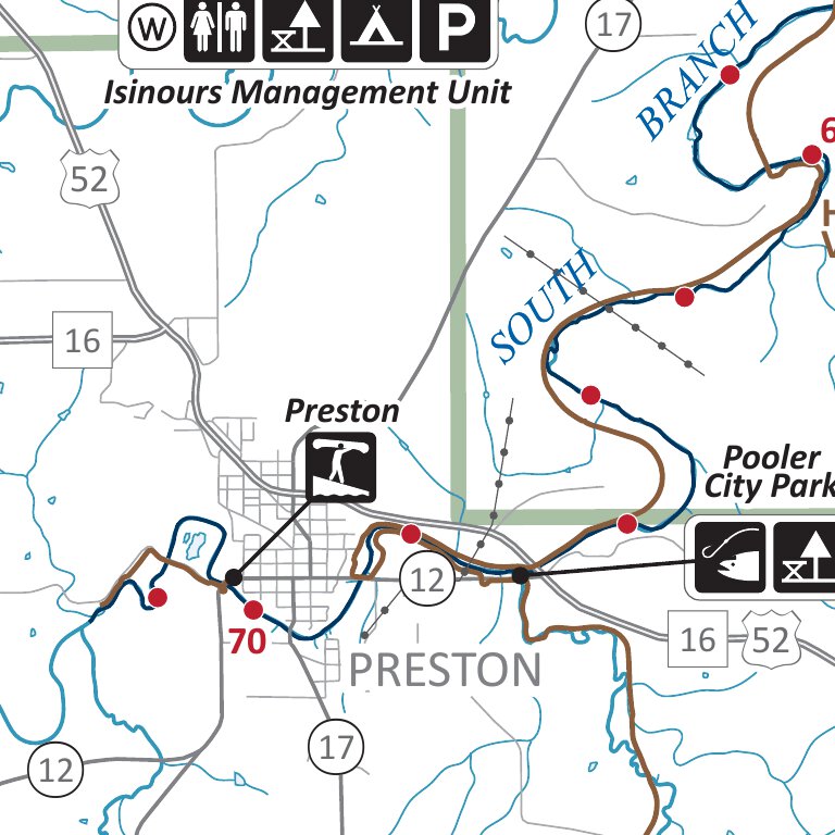 Root River State Water Trail 1 from Chatfield to Rushford, MNDNR Map by ...