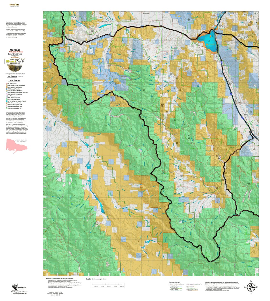 Montana Antelope Hunting District 300 Land Ownerhip Map by Montana ...