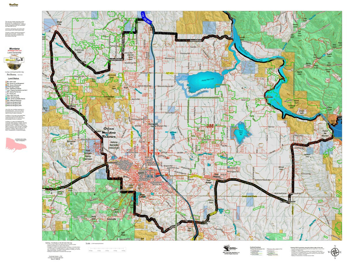 Montana Antelope Hunting District 388 Land Ownerhip Map by Montana ...