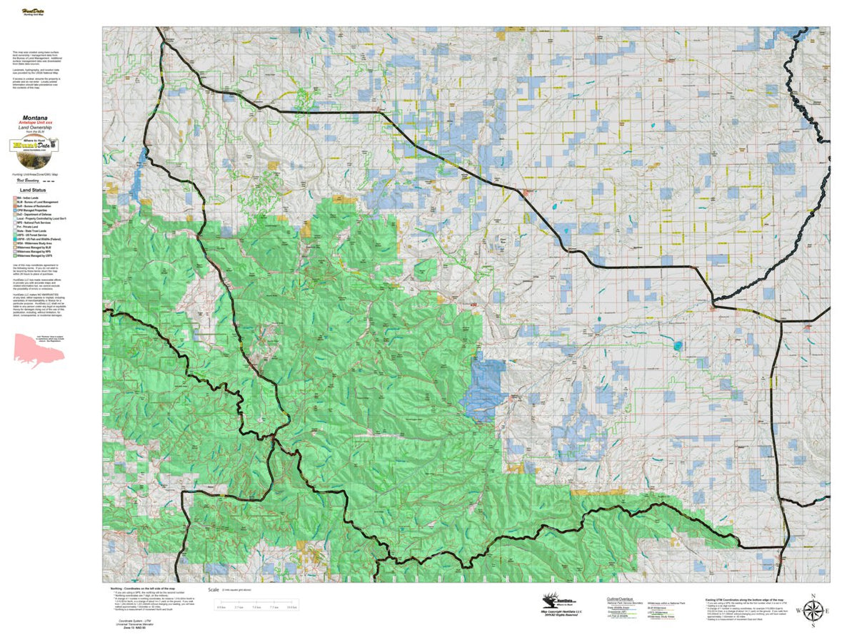 Montana Antelope Hunting District 430 Land Ownerhip Map by Montana ...