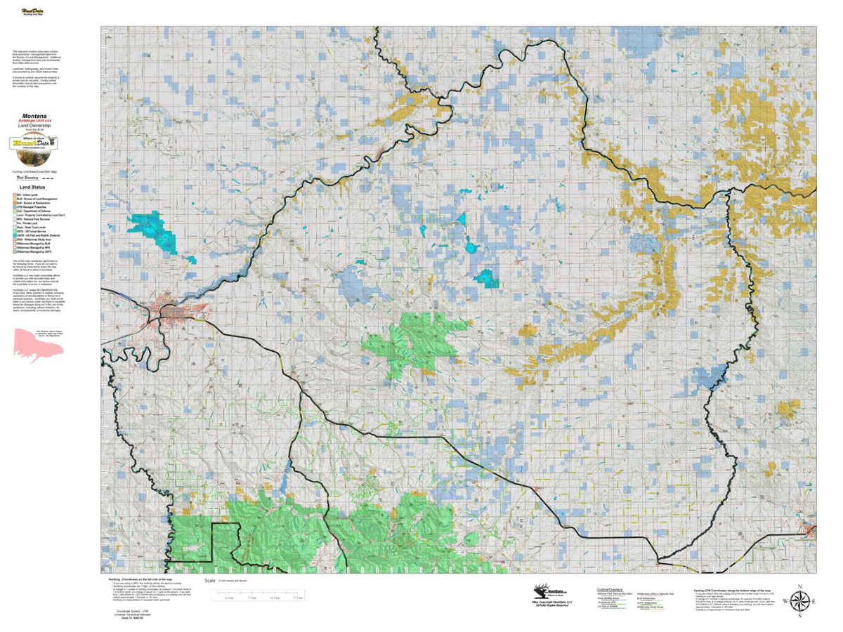 Montana Antelope Hunting District 471 Land Ownerhip Map by Montana ...