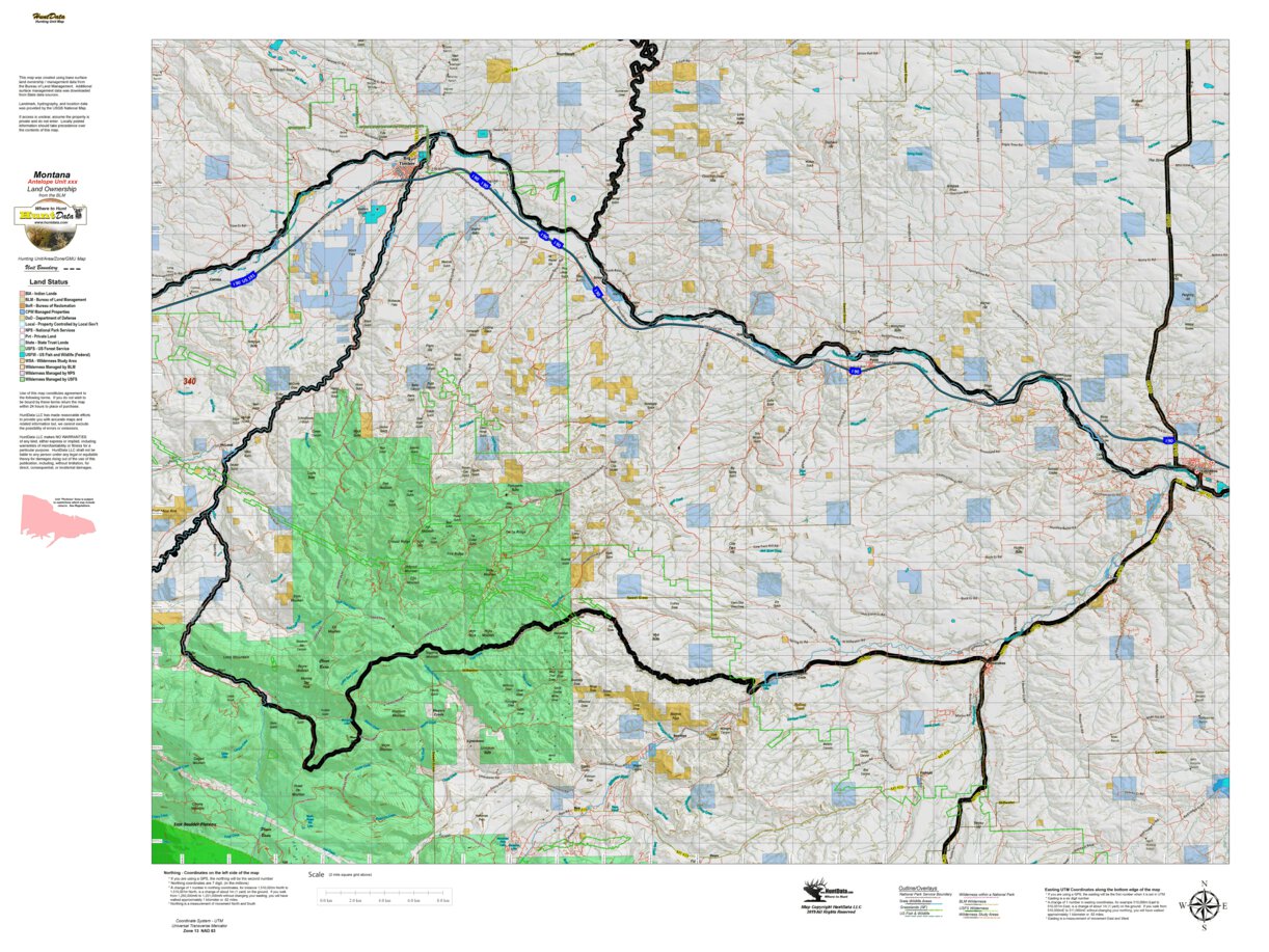 Montana Antelope Hunting District 512 Land Ownerhip Map by Montana ...