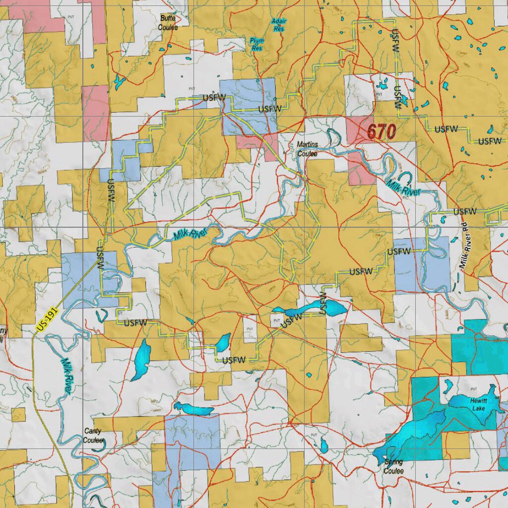 Montana Antelope Hunting District 670 Land Ownerhip Map by Montana ...