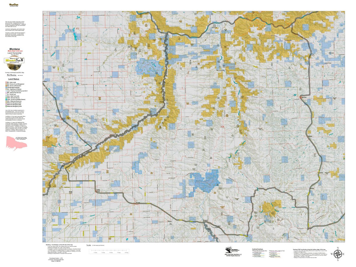 Montana Mule Deer Hunting District 426 Land Ownerhip Map by Montana ...