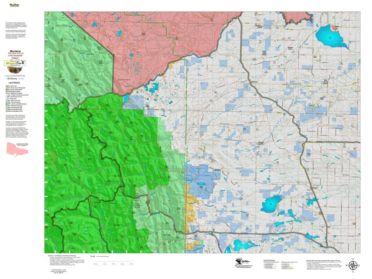 Montana Mule Deer Hunting District 441 Land Ownerhip Map by Montana ...