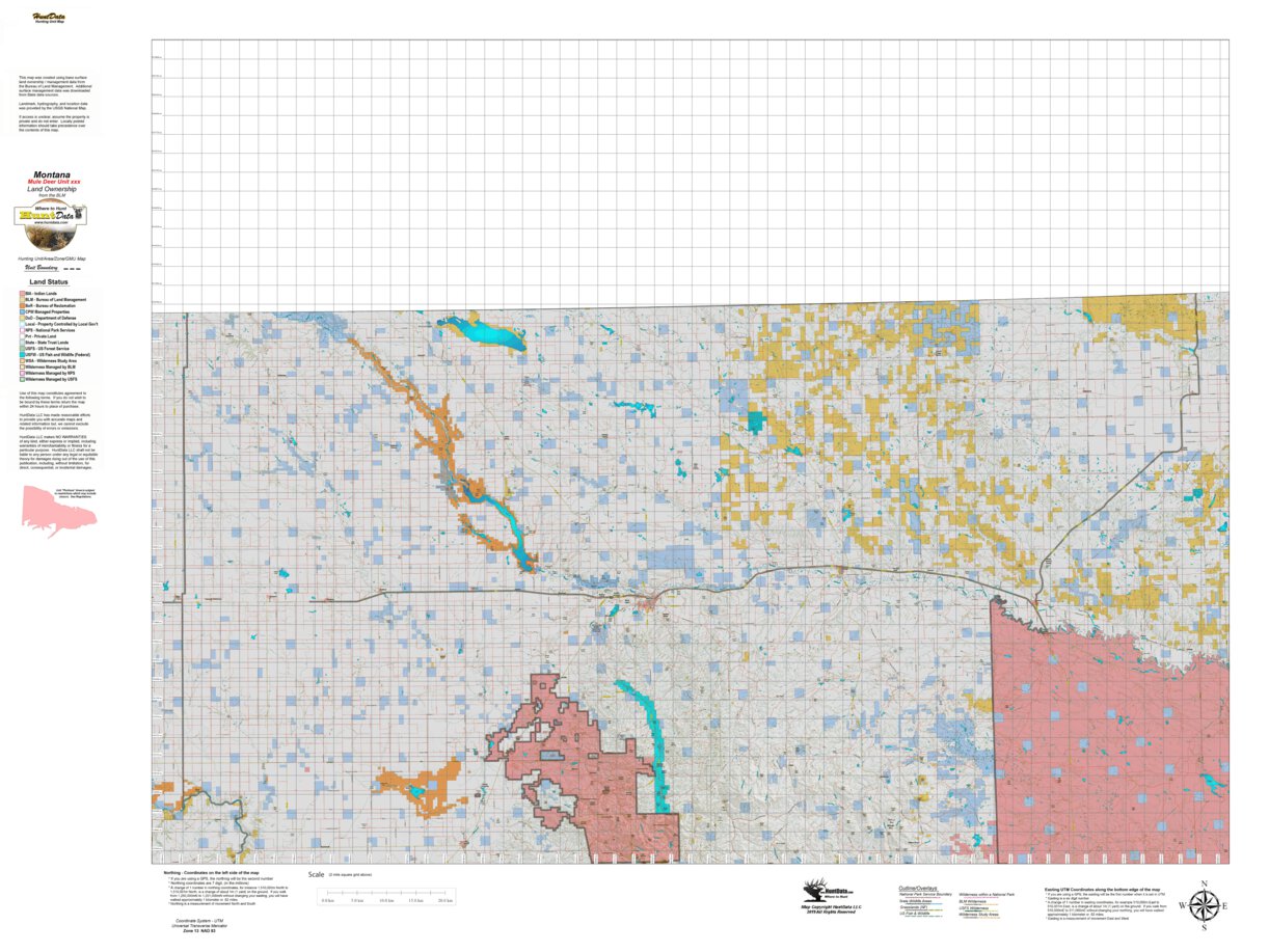 Montana Mule Deer Hunting District 600 Land Ownerhip Map by Montana ...