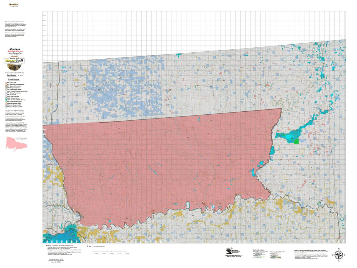 Montana Mule Deer Hunting District 640 Land Ownerhip Map by Montana ...
