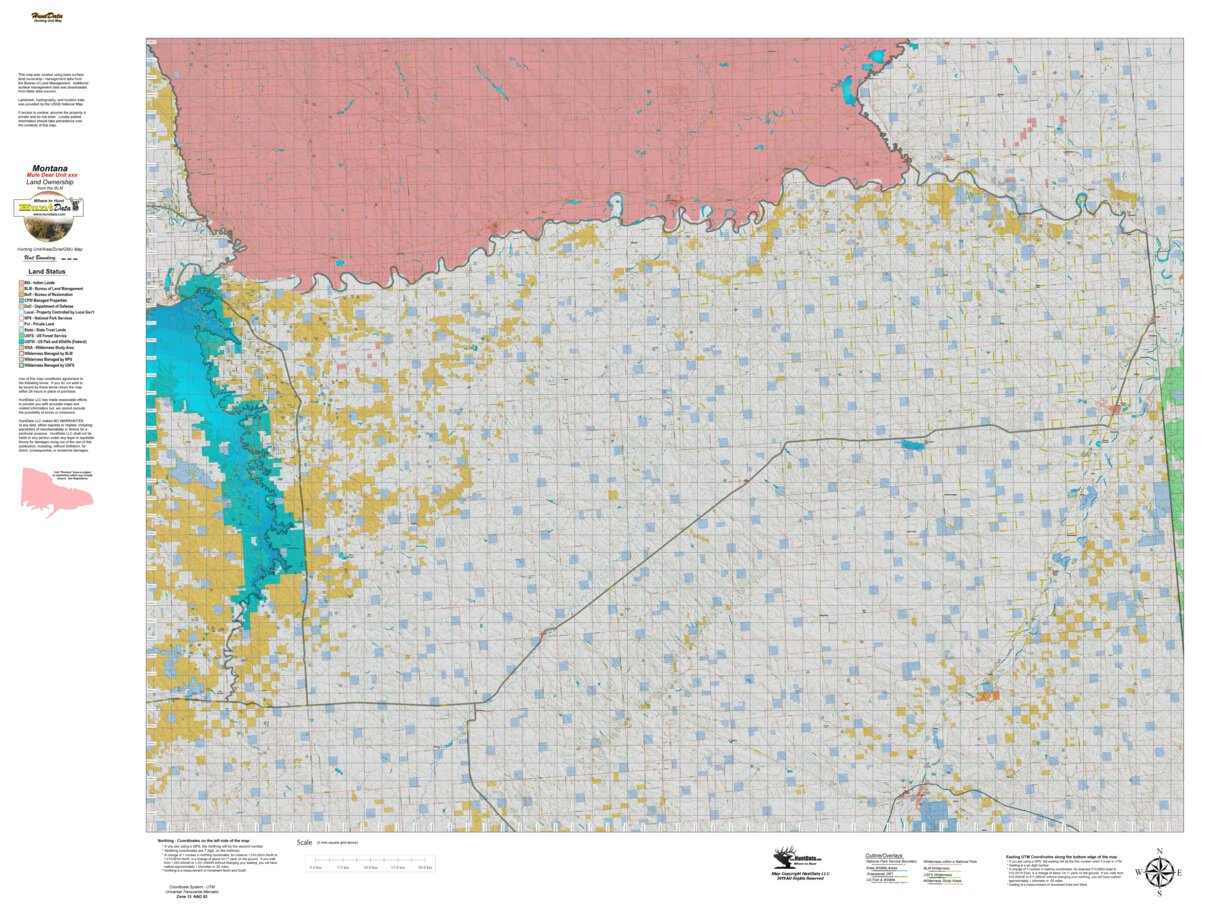 Montana Mule Deer Hunting District 650 Land Ownerhip Map by Montana ...