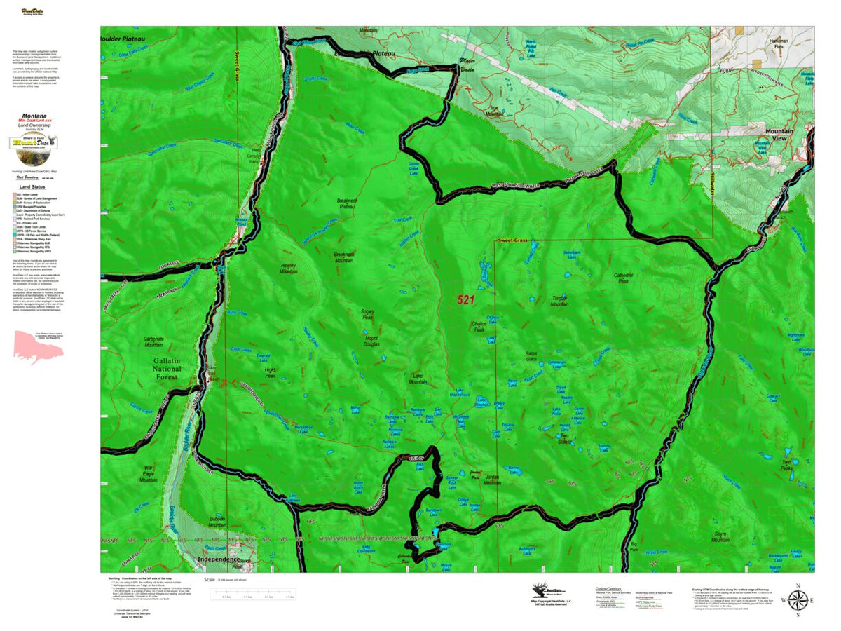 Mountain Goat Hunting District 521 Land Ownership Map by Montana ...