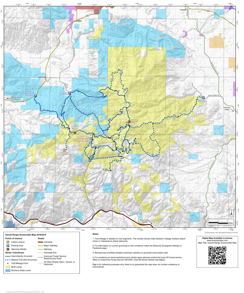 Garnet Range Snowmobile Map by MontanaGPS | Avenza Maps