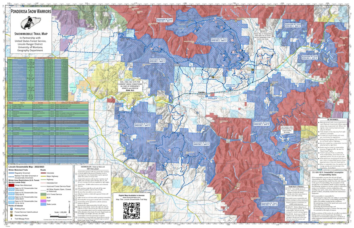Lincoln Snowmobile Trail Map by MontanaGPS | Avenza Maps