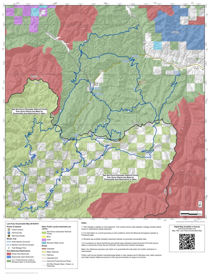 Lolo Pass Snowmobile Map by MontanaGPS | Avenza Maps