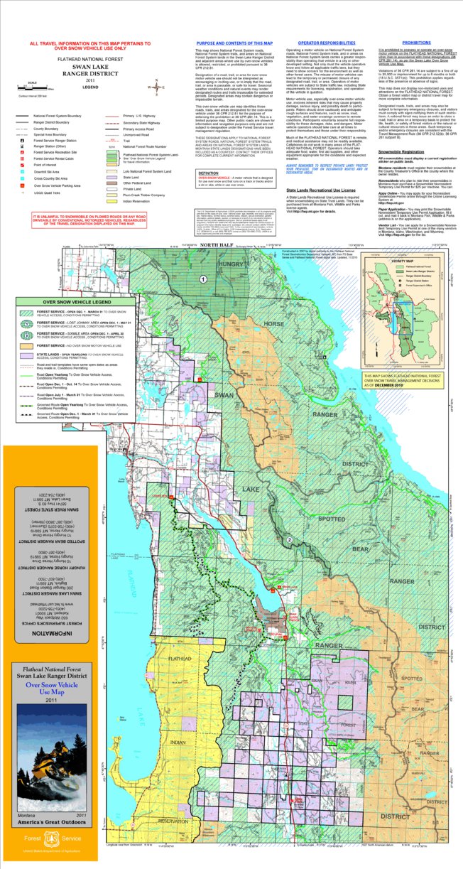 Swan Lake Ranger District Snowmobile Map North Half by MontanaGPS ...