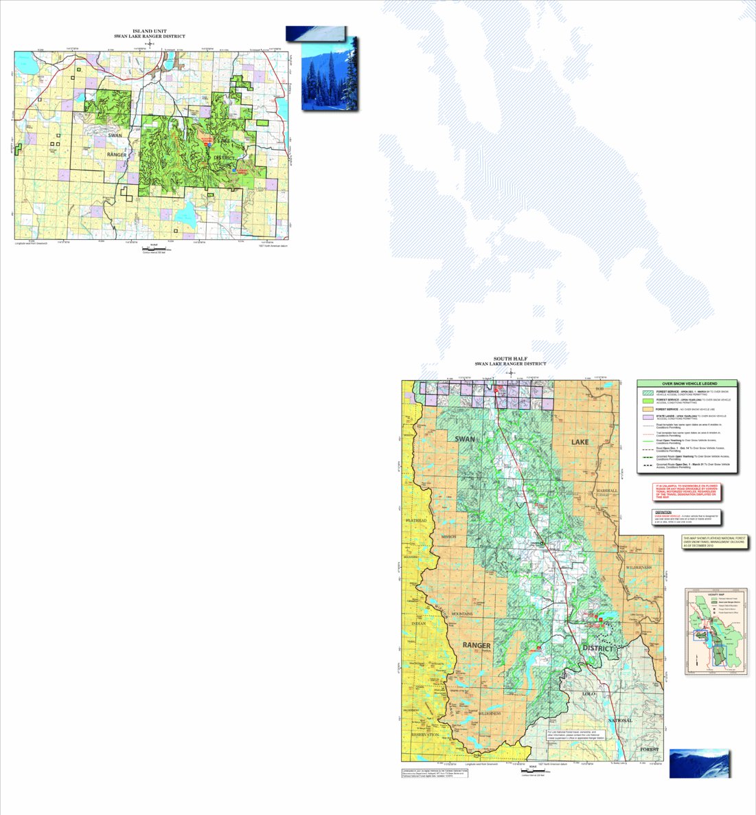 Swan Lake Ranger District Snowmobile Map South Half & Island Unit by ...
