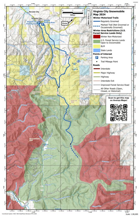 Virginia City Snowmobile Map 2024 by MontanaGPS | Avenza Maps