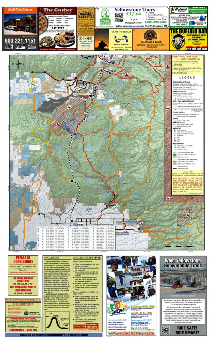 West Yellowstone Snowmobile Map (South Half) by MontanaGPS | Avenza Maps