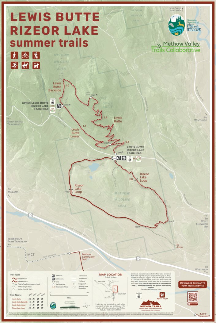 Lewis Butte and Riser Lake Summer Trails Map by Mountains To Sound GIS ...