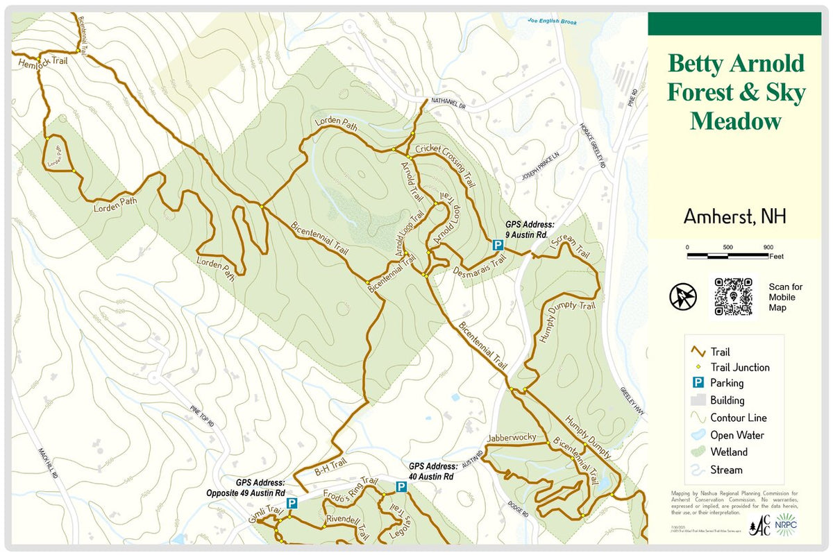 Amherst, NH - Betty Arnold Forest & Sky Meadow Map by Nashua Regional ...