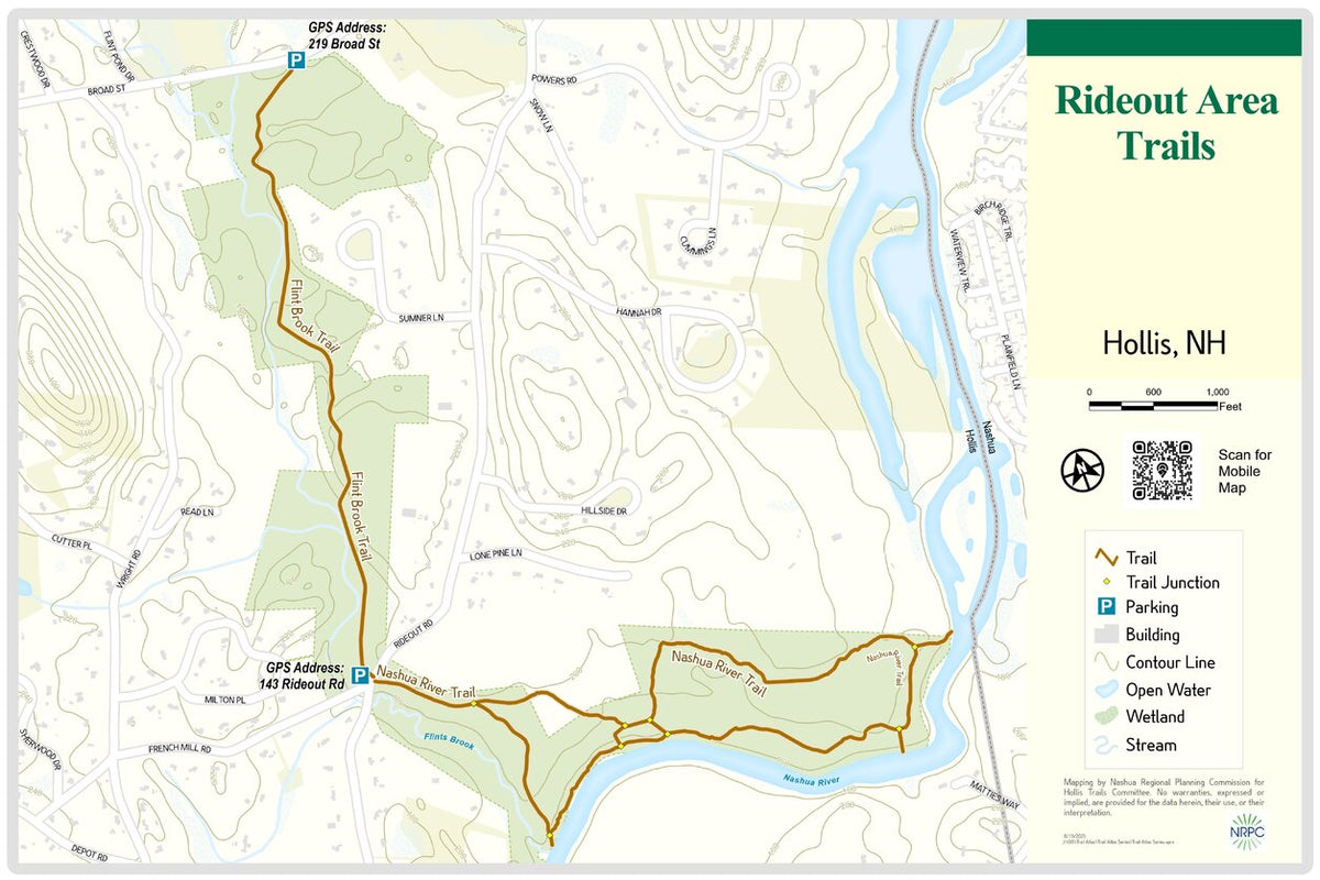 Hollis, NH - Rideout Area Trails Map by Nashua Regional Planning ...
