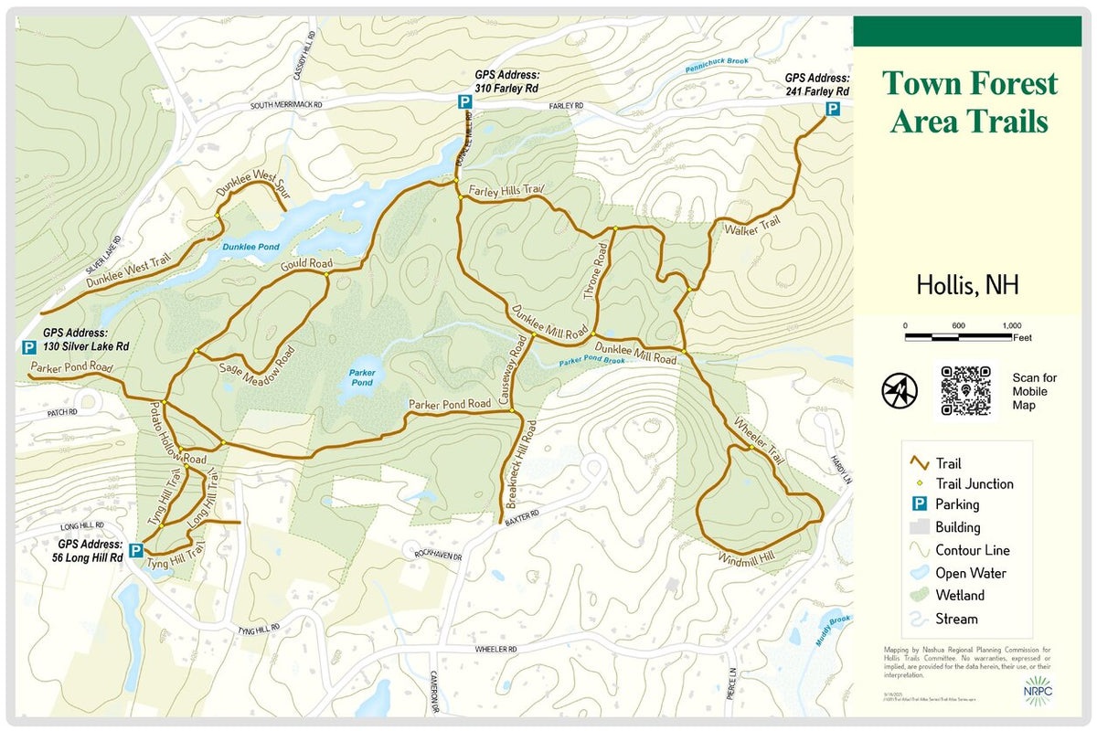 Hollis, NH - Town Forest Area Trails Map by Nashua Regional Planning ...
