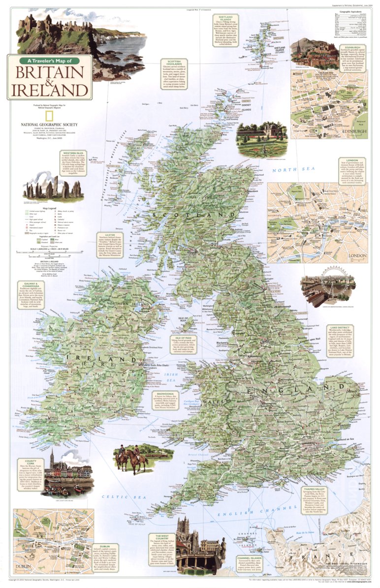 A Traveler's Map of Britain & Ireland 2000 by National Geographic ...