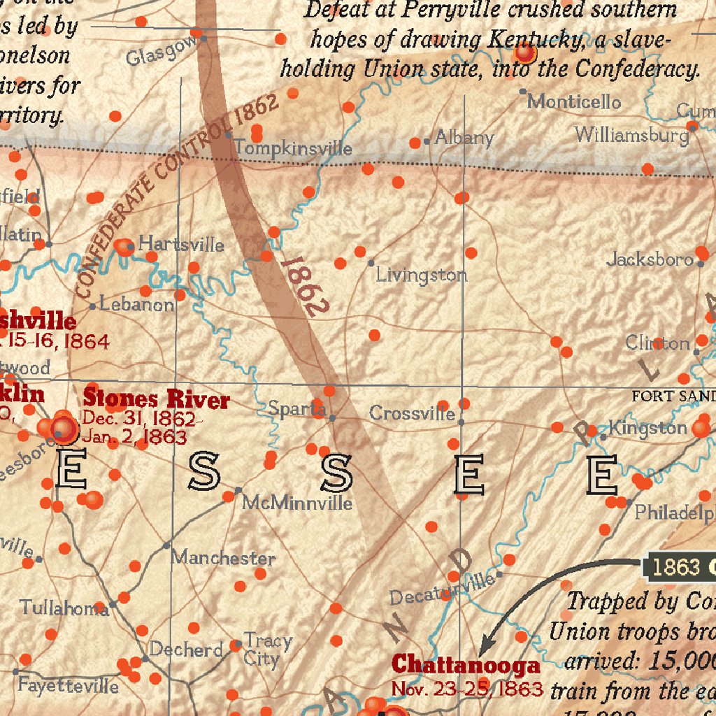 Battles of the Civil War 2005 Map by National Geographic | Avenza Maps