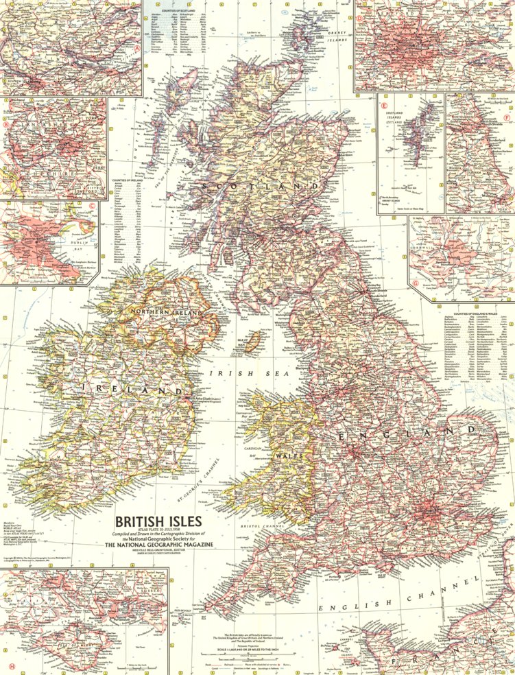 British Isles 1958 Map by National Geographic | Avenza Maps
