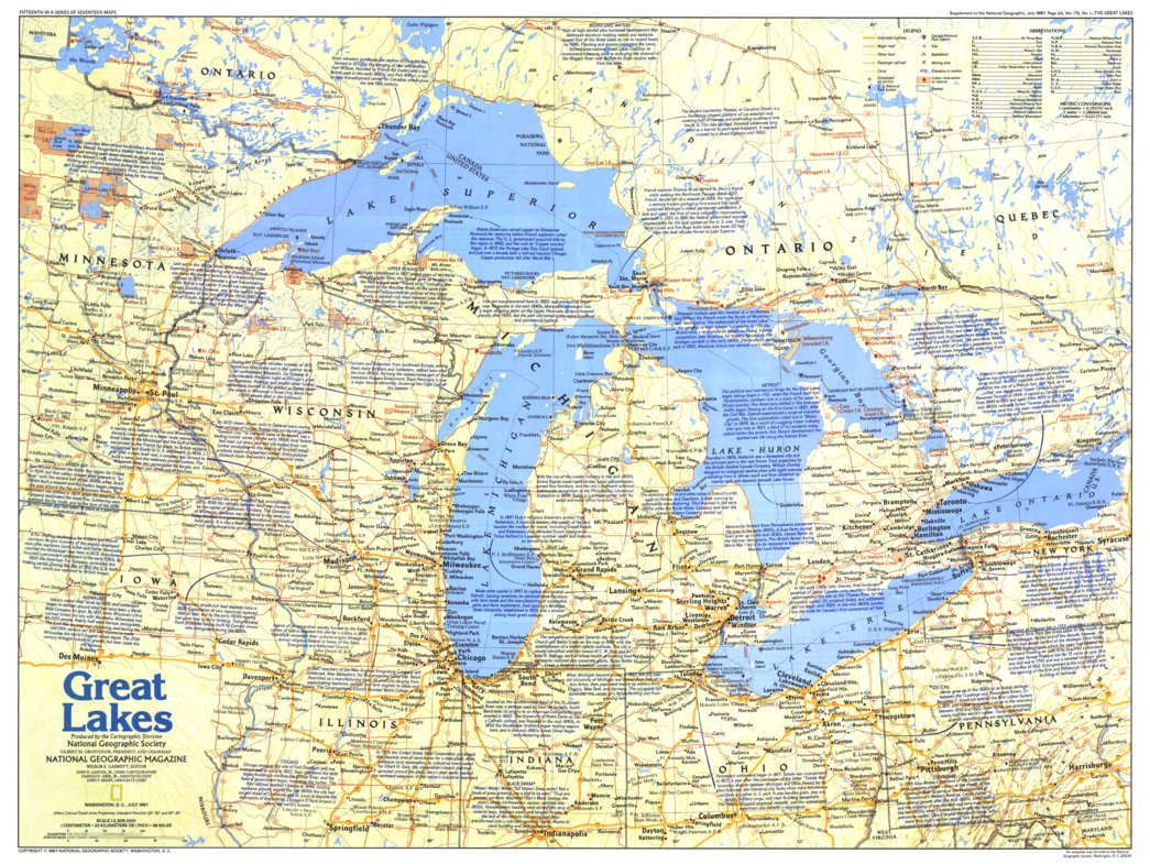Great Lakes 1987 Map by National Geographic | Avenza Maps