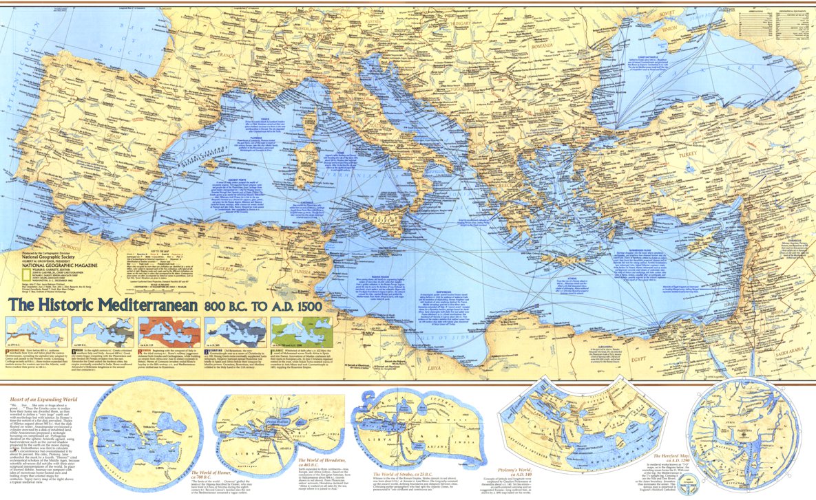 Historic Mediterranean, 800 BC to AD 1500 Map by National Geographic ...