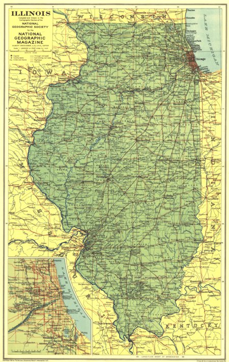 Illinois 1931 Map by National Geographic | Avenza Maps