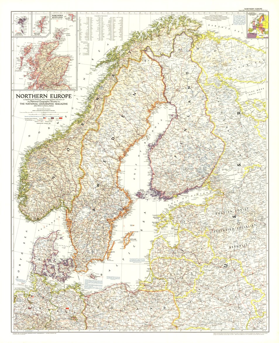 Northern Europe 1954 Map by National Geographic | Avenza Maps