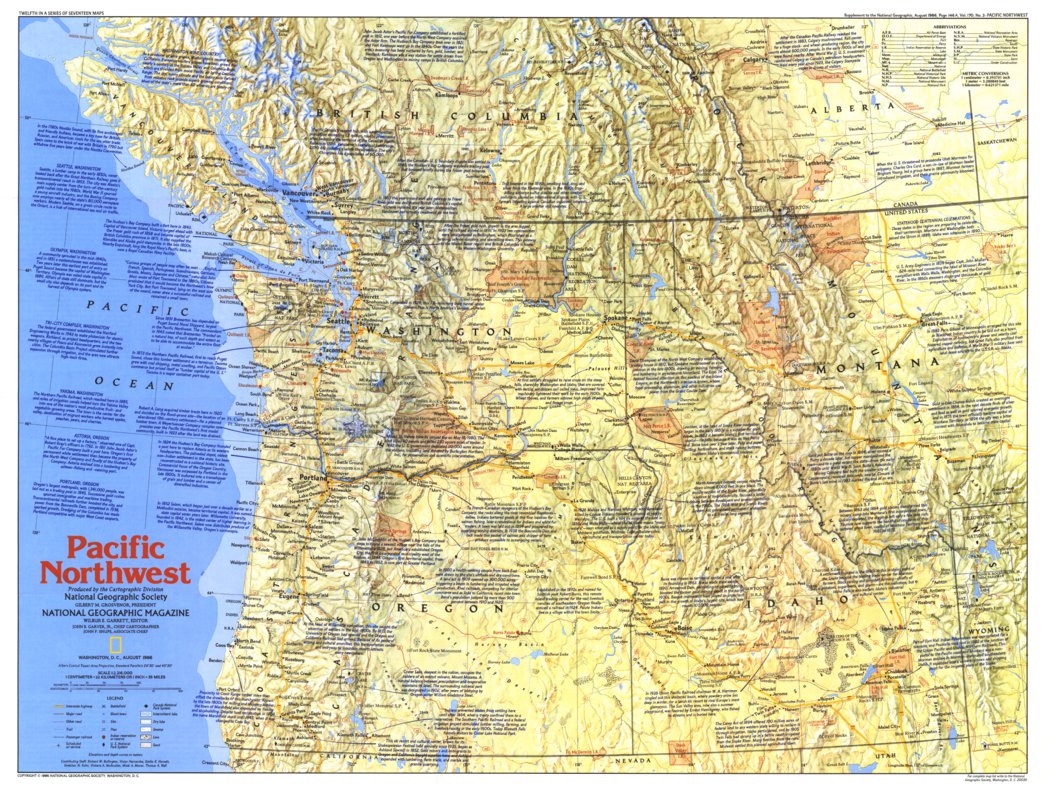 Pacific Northwest 1986 Map by National Geographic | Avenza Maps