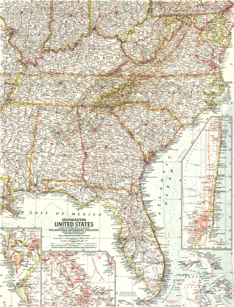 Southeastern United States 1958 Map by National Geographic | Avenza Maps