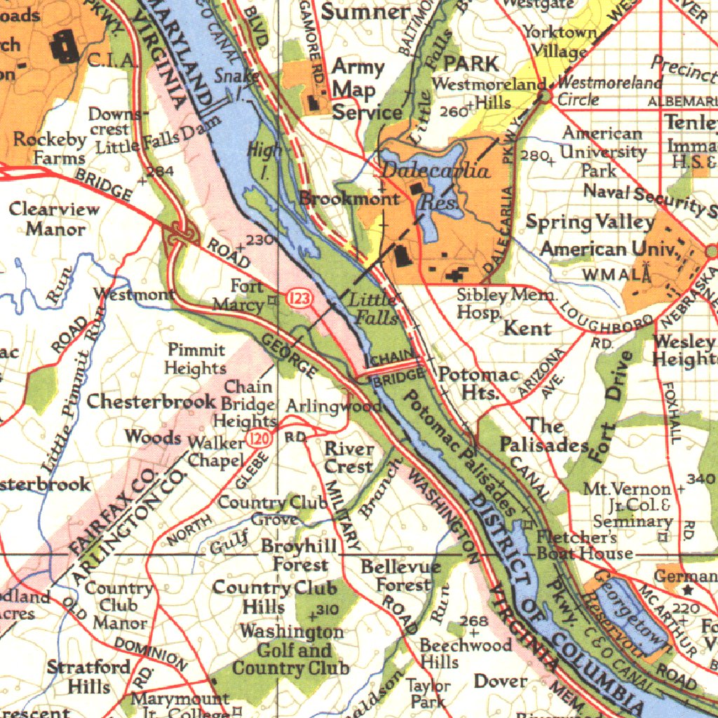 Suburban Washington 1964 Map by National Geographic | Avenza Maps