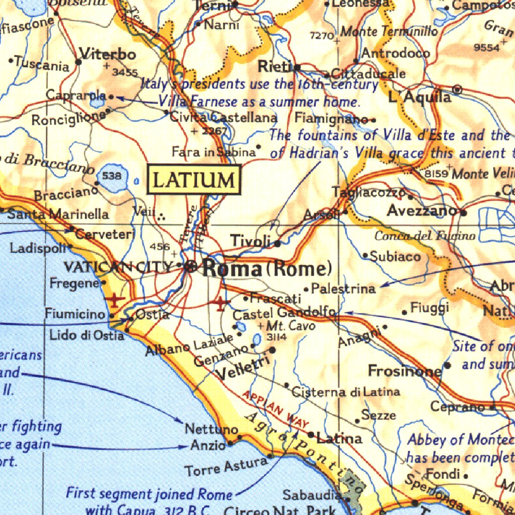 Travelers Map Of Italy 1970 by National Geographic | Avenza Maps