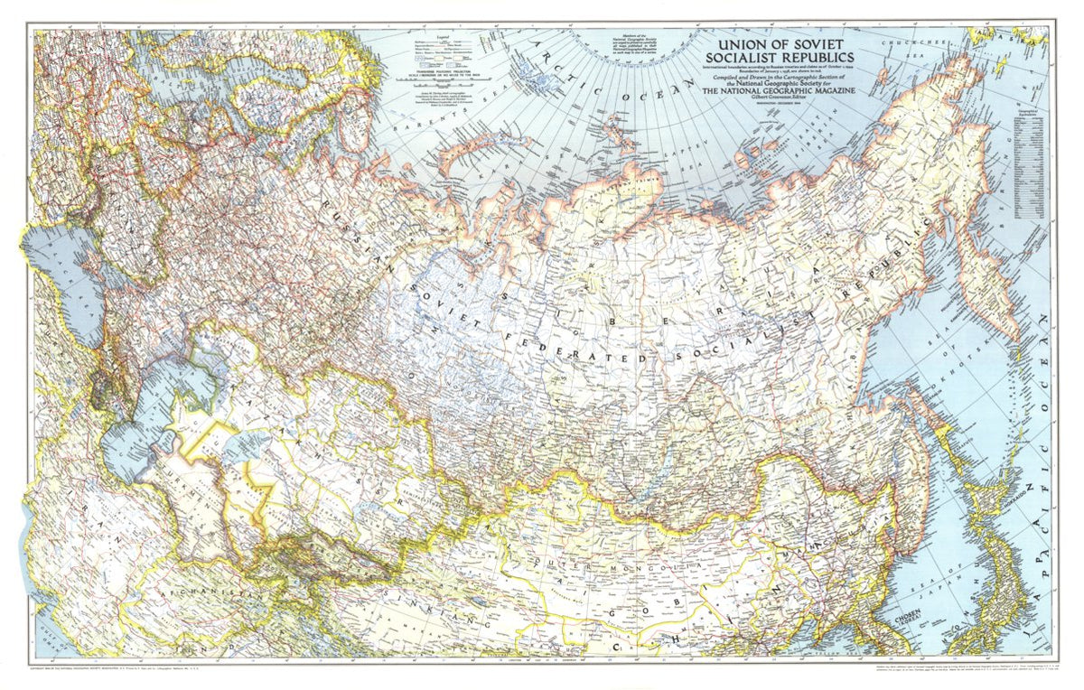 Union Of Soviet Socialist Republics,1938-1944 Map by National ...