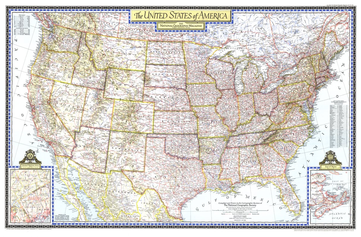 United States Of America 1946 Map by National Geographic | Avenza Maps