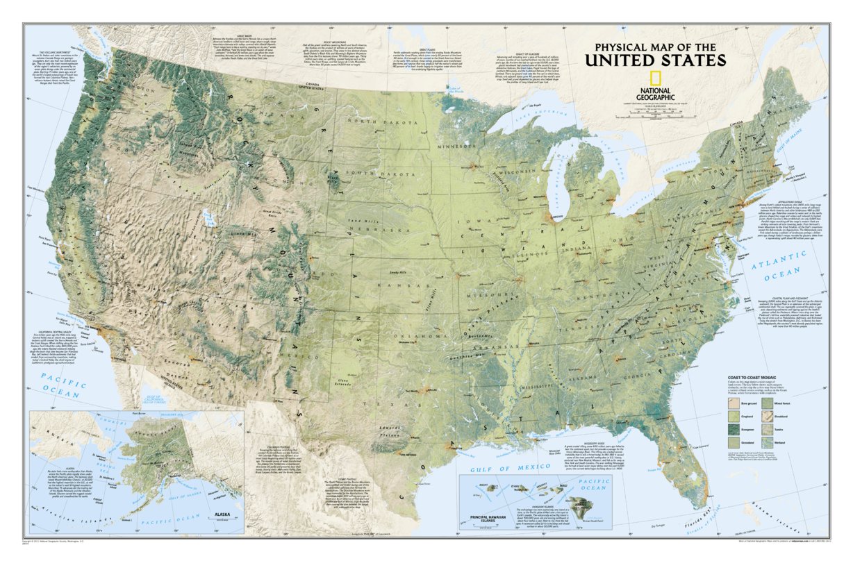 United States Physical Map by National Geographic | Avenza Maps