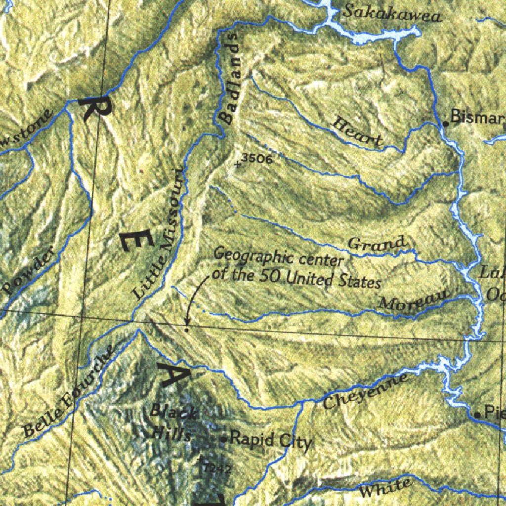 United States, The Physical Landscape 1996 Map by National Geographic ...