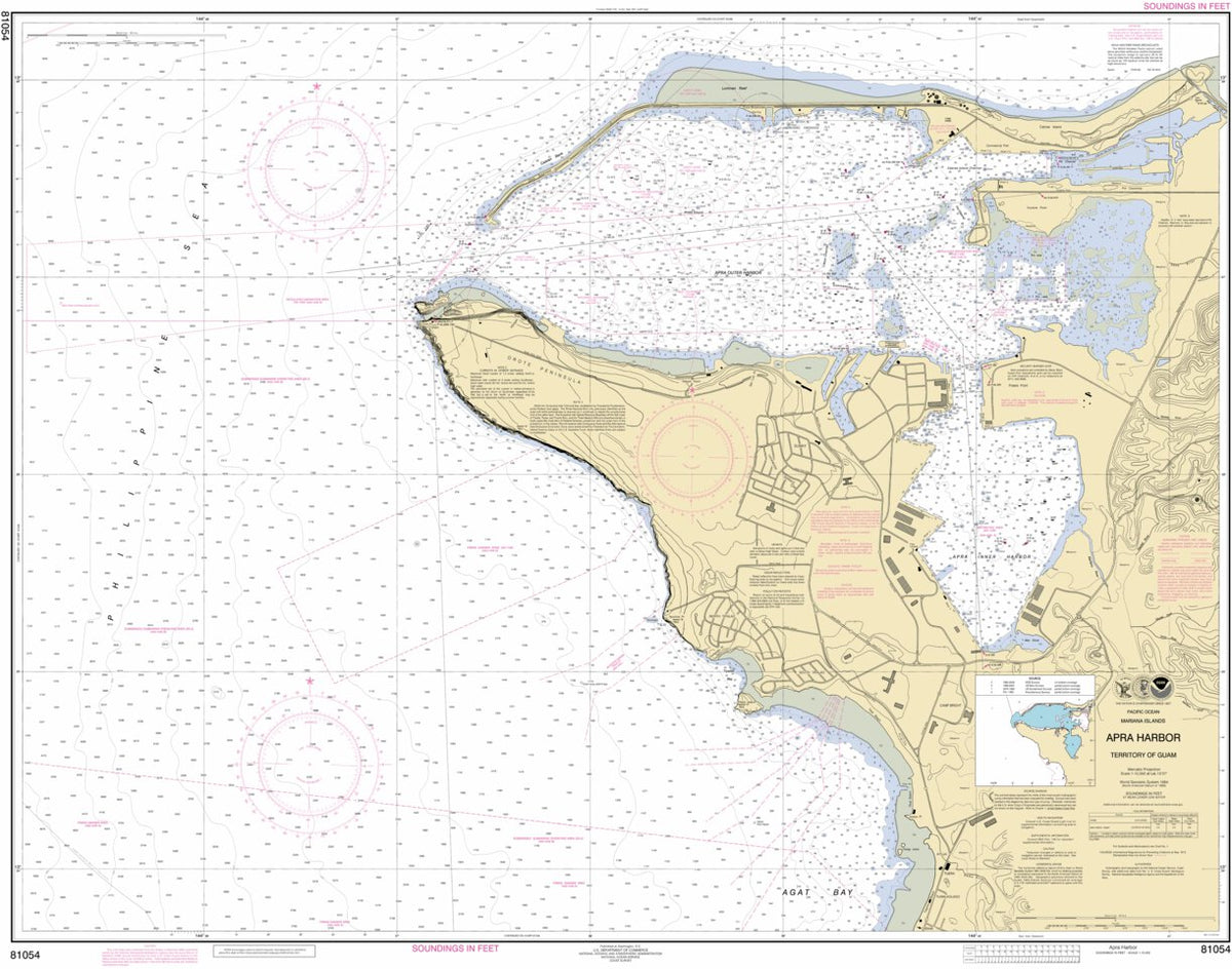 Apra Harbor Island Of Guam Map by National Oceanographic & Atmospheric ...
