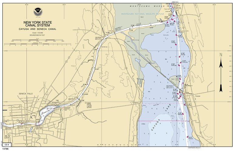 Cayuga Lake Map by National Oceanographic & Atmospheric Administration ...