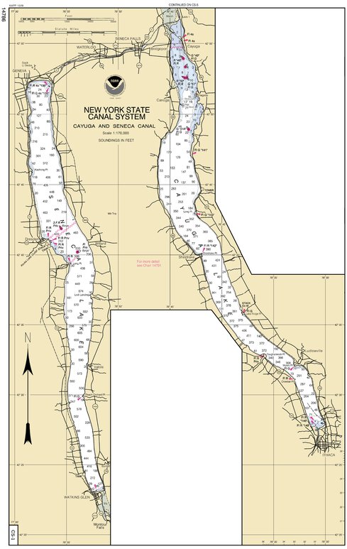 Cayuga Lake - Seneca Lake Map by National Oceanographic & Atmospheric ...