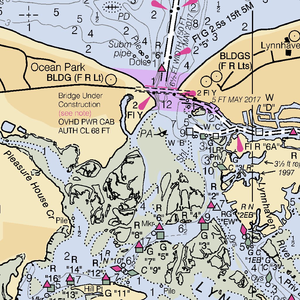Chesapeake Bay Cape Charles To Norfolk Harbor Map by National ...